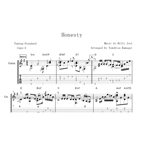 Honesty-Billy Joel (Fingerstyle guitar) | Finge...