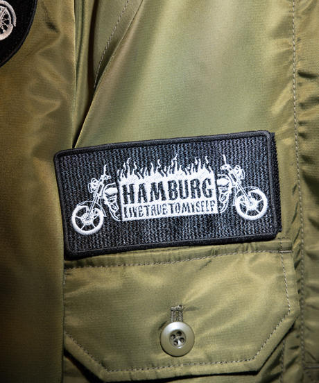 DEVILOCK x ハンバーグ師匠コラボレーション N-3Bタイプバイカージャケット (カー...