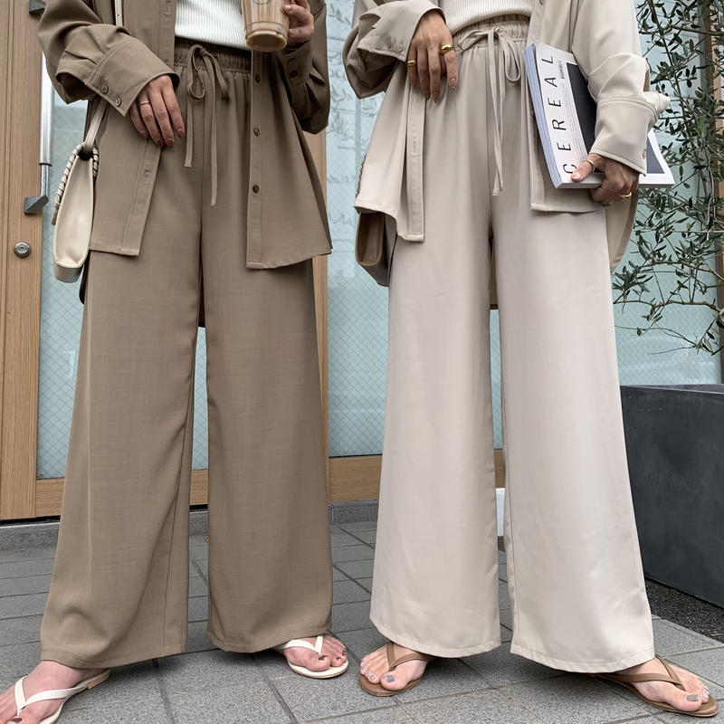 リネンタッチリラックスワイドパンツ | graminees.net