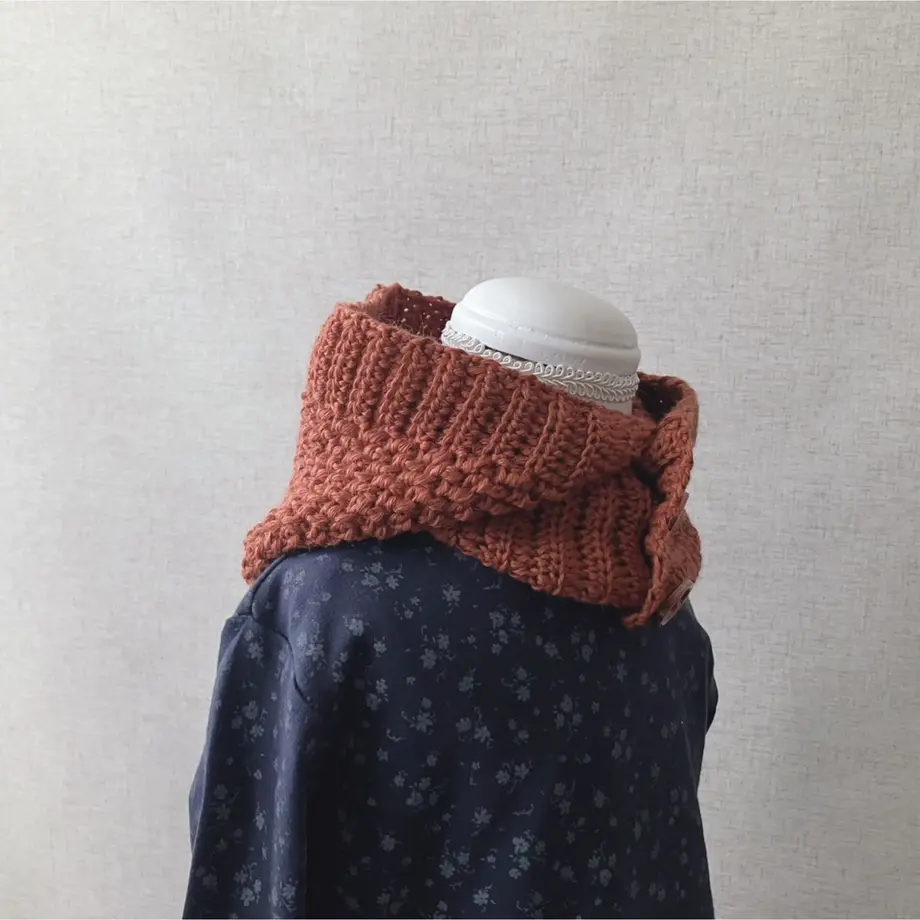 【編み図】ボタン留めのバラクラバ（DL版） | かぎ針編み雑貨の編み図 ATELIER *mati＊