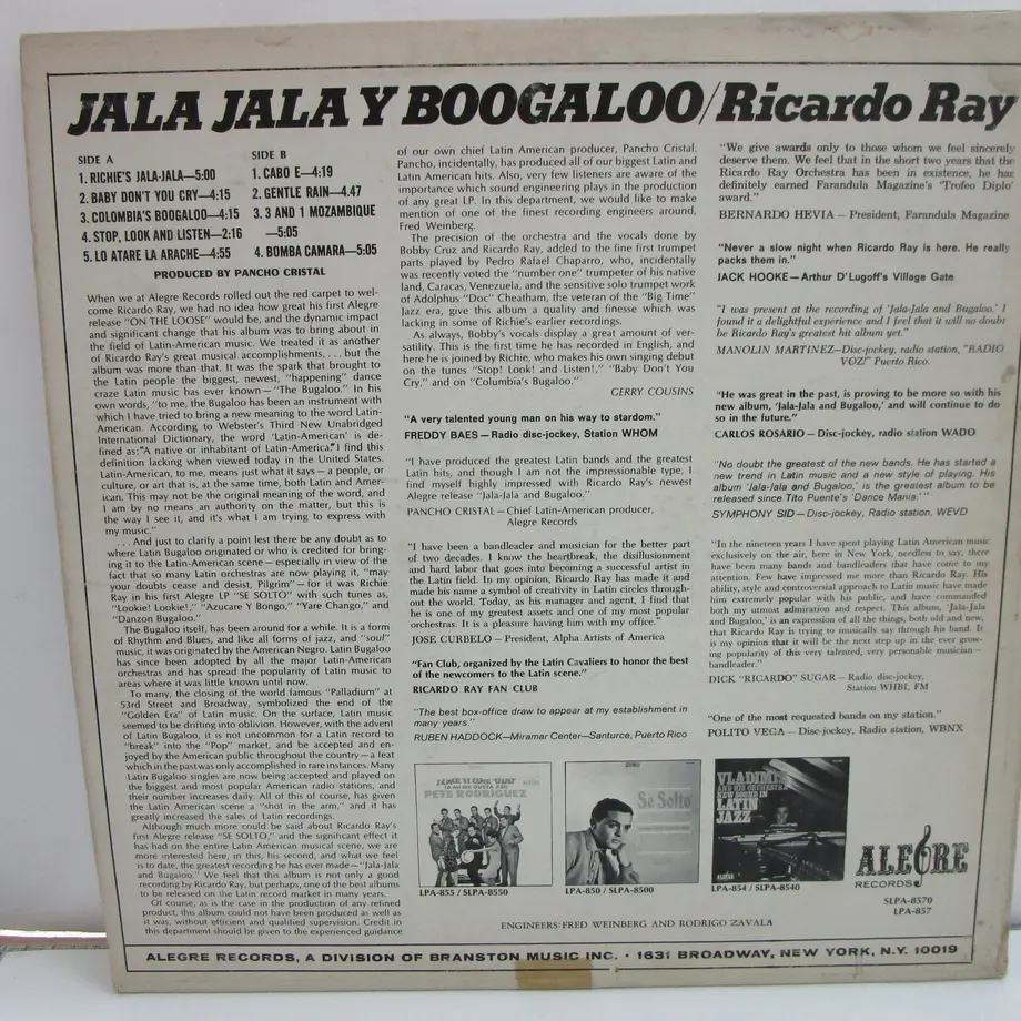 RICARDO RAY & BOBBY CRUZ / Jala Jala y Boogaloo...