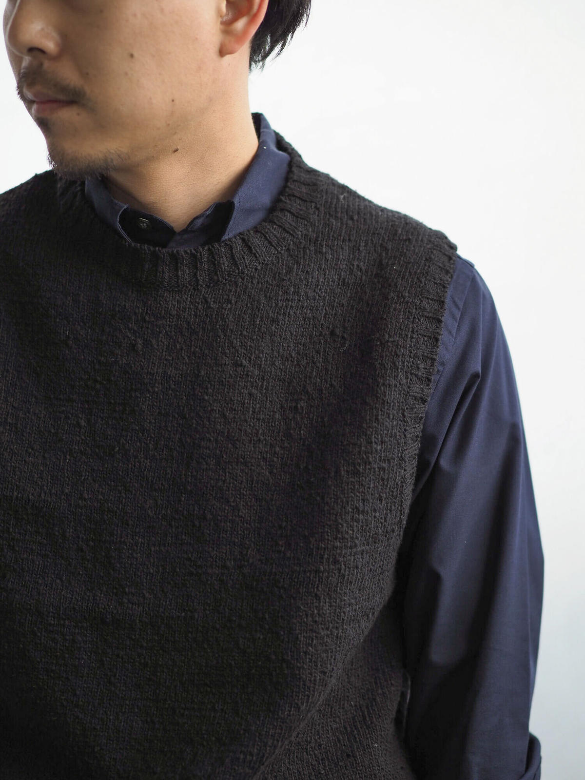 ガラ紡ニットベスト KTG-002 [ コットン ] | 新見本工場 オンラインストア