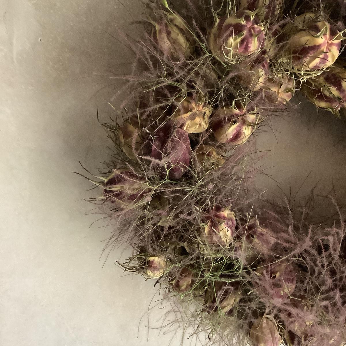 Dried Nigella & Smoke Tree Wreath (ニゲラとスモークツリーの...