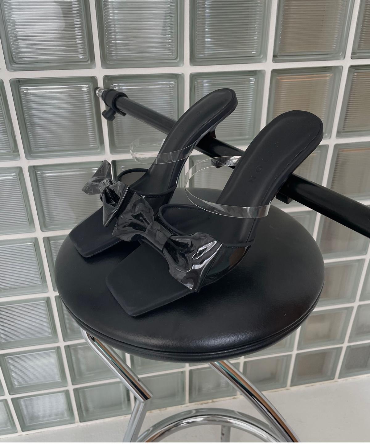 Bijou Ribbon Clear Mules /ビジューリボンクリアミュール | FICT...