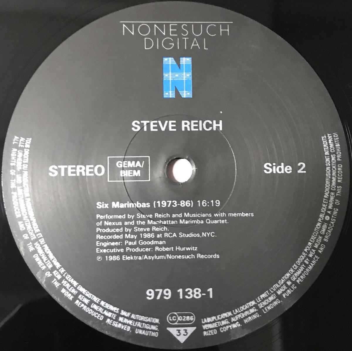 Steve Reich - Sextet · Six Marimbas [LP][Nonesu...