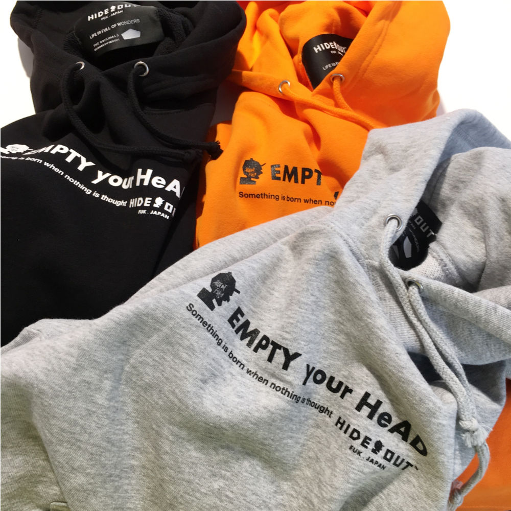 「EMPTY your HeAD」スウェットパーカー grey/orange/black/M...