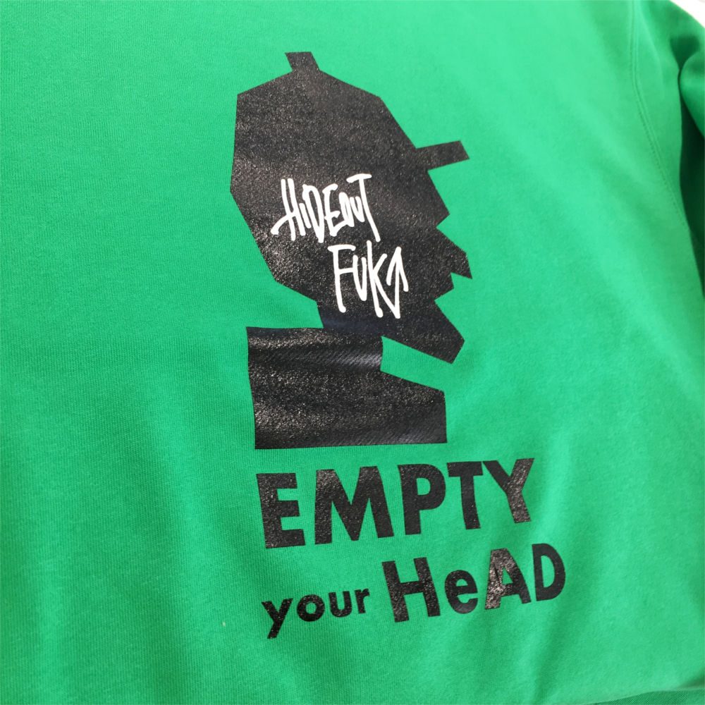 「EMPTY your HeAD」スウェット white/green/charcoal/M/L...