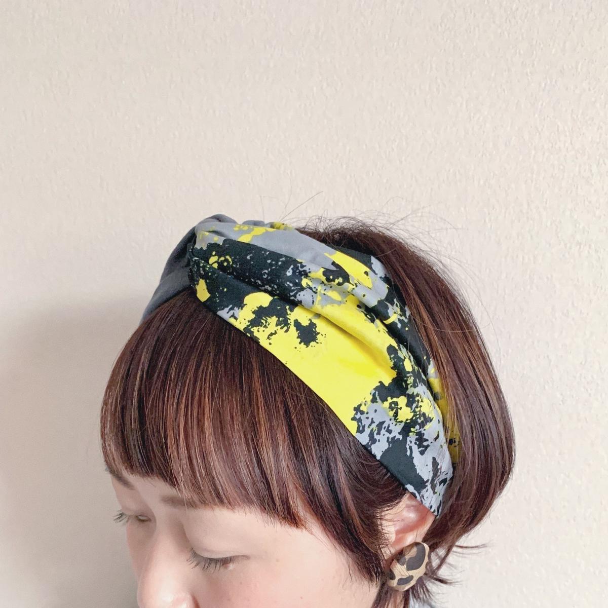 cross turban / paint yellow × dark gray / ペイント柄...