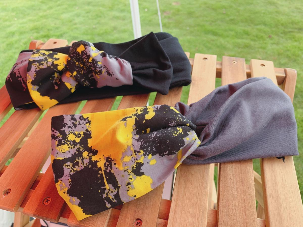 cross turban / paint yellow × dark gray / ペイント柄...