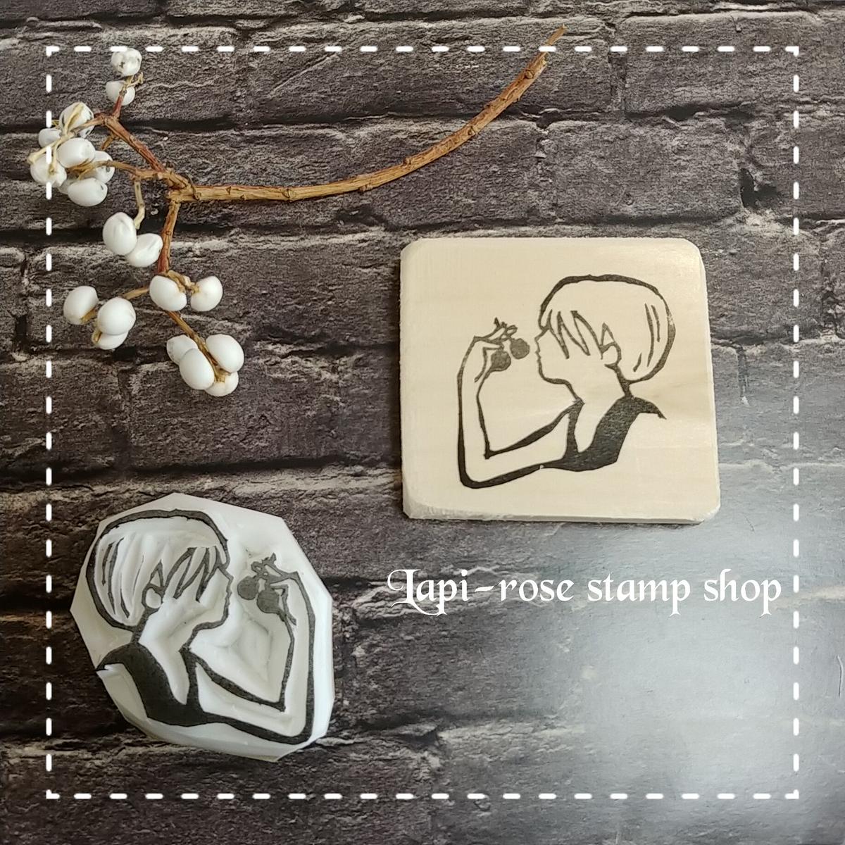 さくらんぼと女の子 消しゴムはんこ 取っ手つき | LapiRose-plus