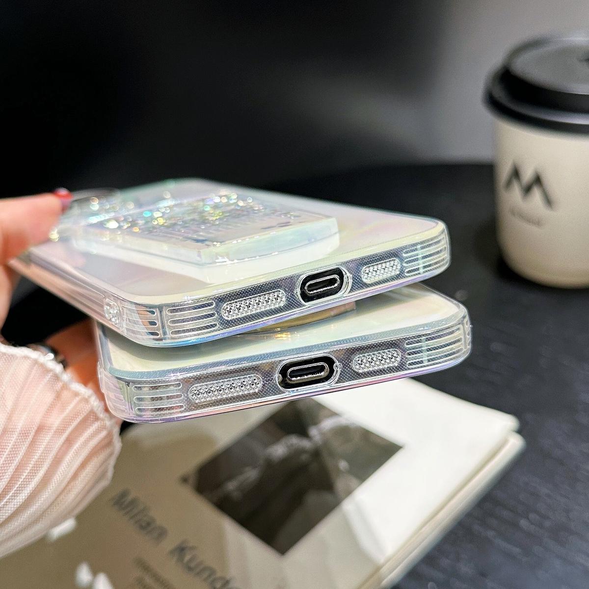 動く氷/レモン iphone14/13proケース グリッター入り液体 iphone13/12...