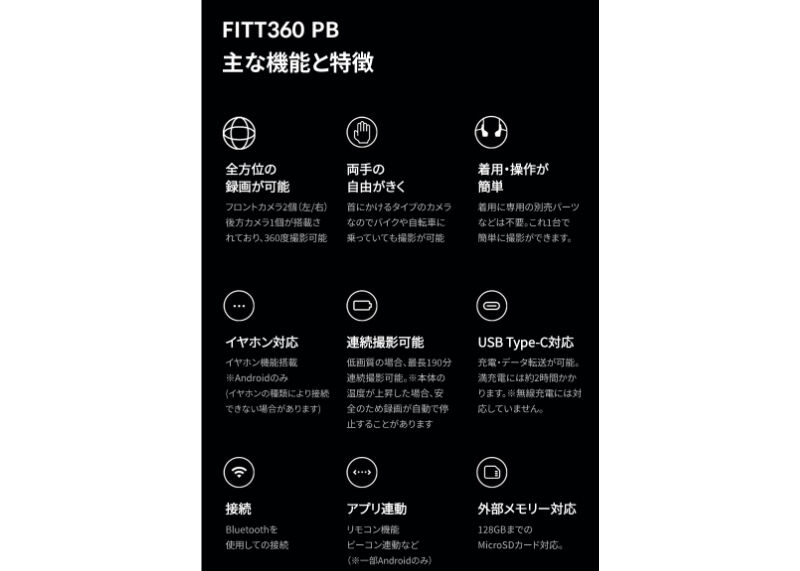 【FITT360PB】首にかけて全方位録画できるドライブレコーダー【自分ドラレコ】 | JBS...