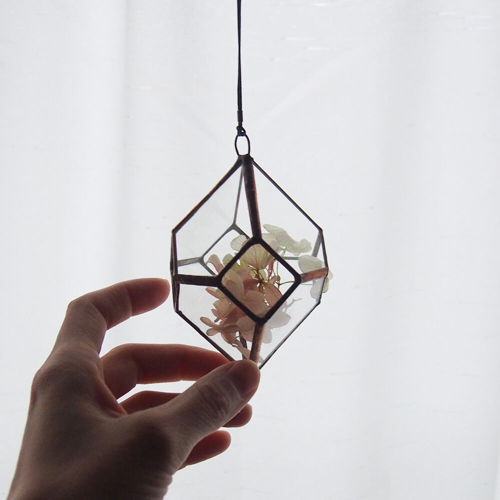 mini hanging flowervase/植物セット/変形多面体A/antique