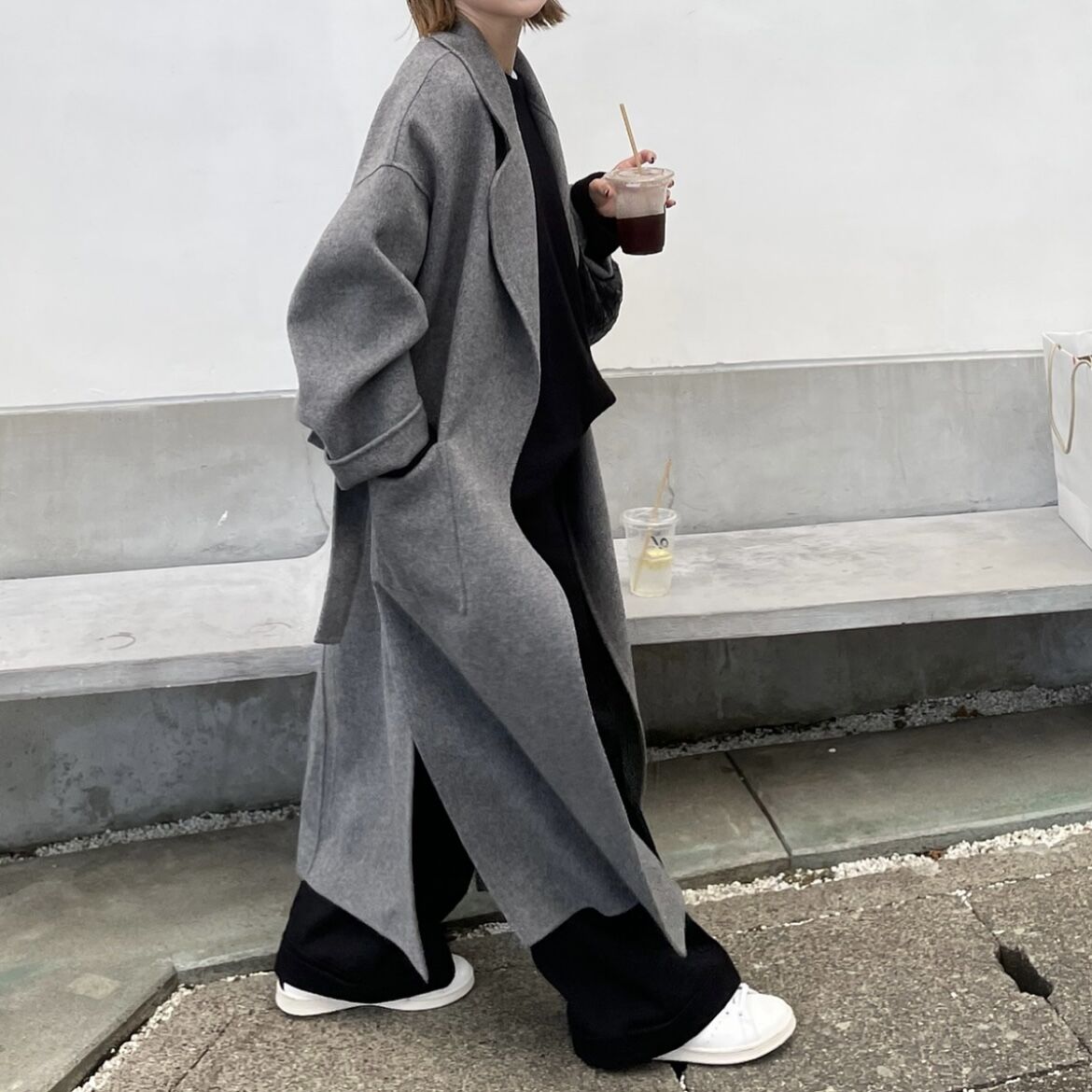 [pre-order]light melton coat(gray/black) | ok.soon