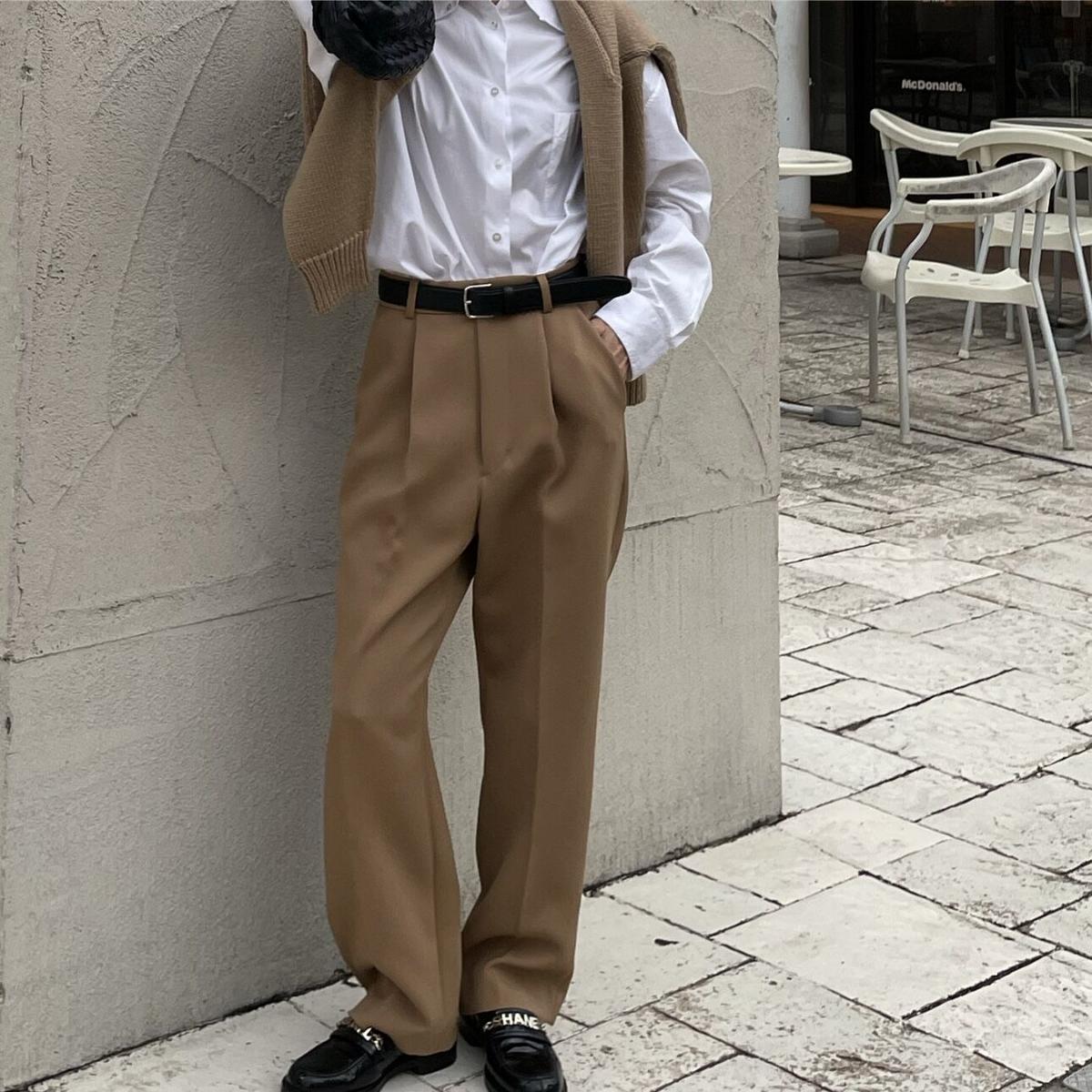 tailored slacks(black/camel) | ok.soon