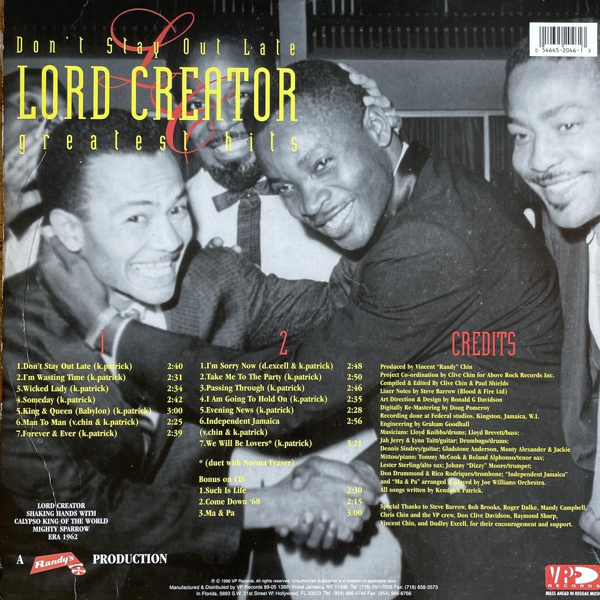 LORD CREATOR / Don't Stay Out Late: Greatest Hi...
