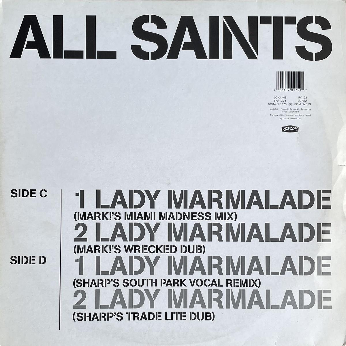 ALL SAINTS / Under The Bridge / Lady Marmalade ...