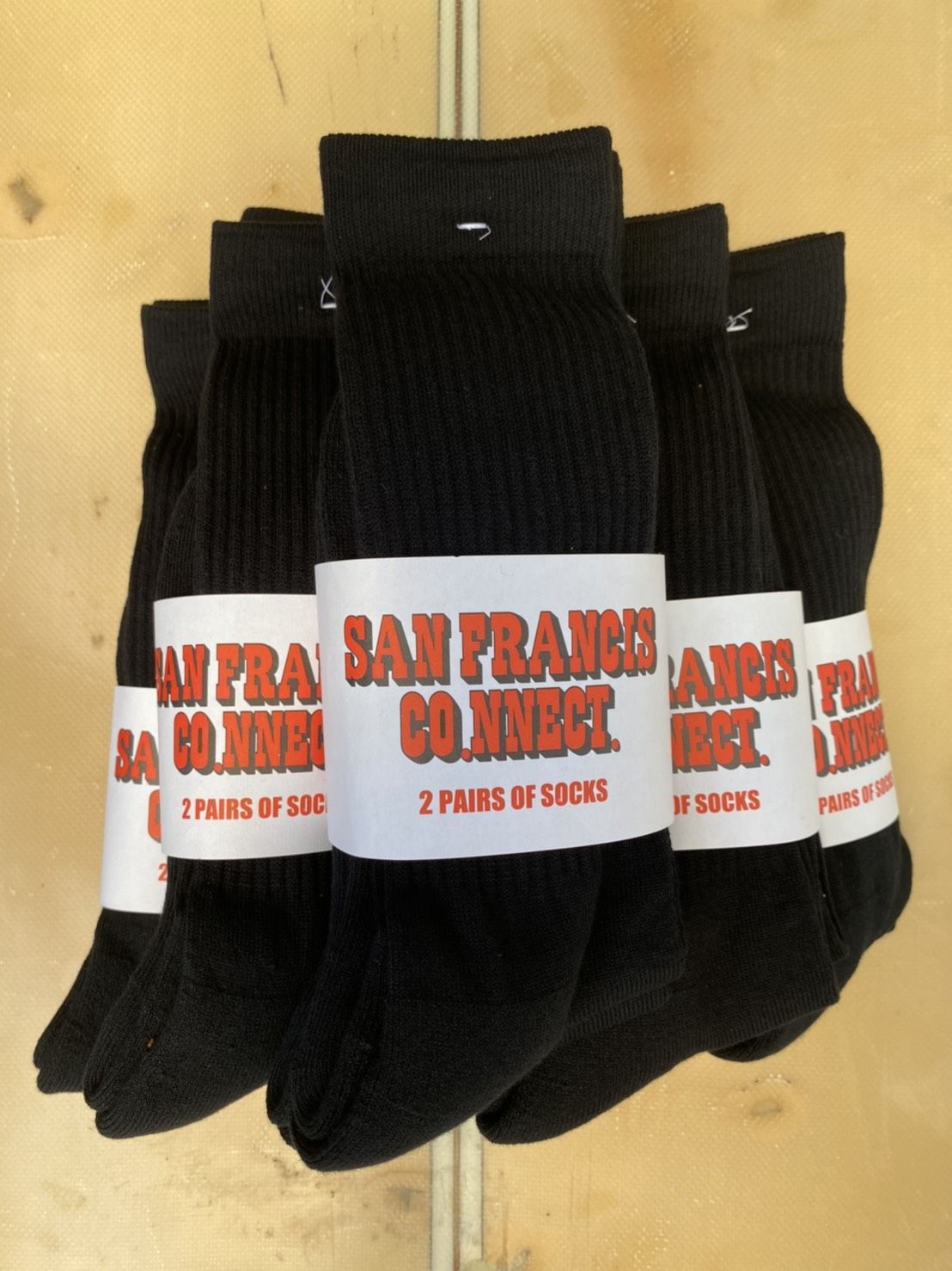 SAN FRANCISCO.NNECT. LOGO SOCKS 2PAIRS BLK×ORG...