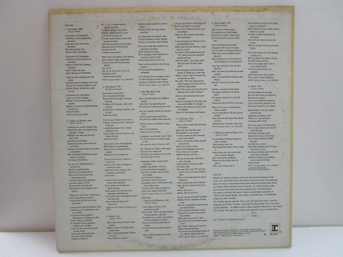 JIMMY WEBB / LETTERS | TOHTO records & books a...