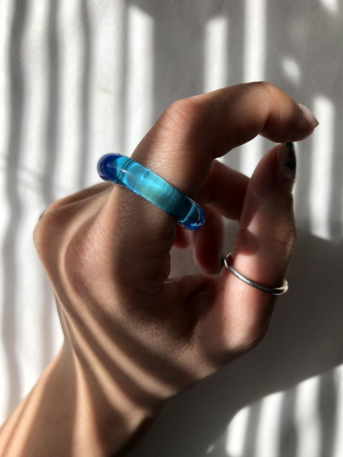 blue glass ring 8号,9号 | yurikaakutsu
