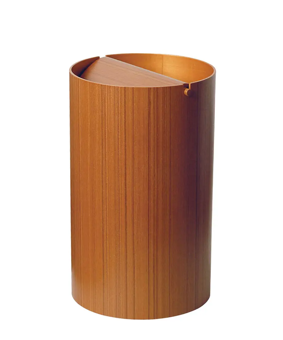 BASKET flap lid / teak grain [L] | SAITO WOOD