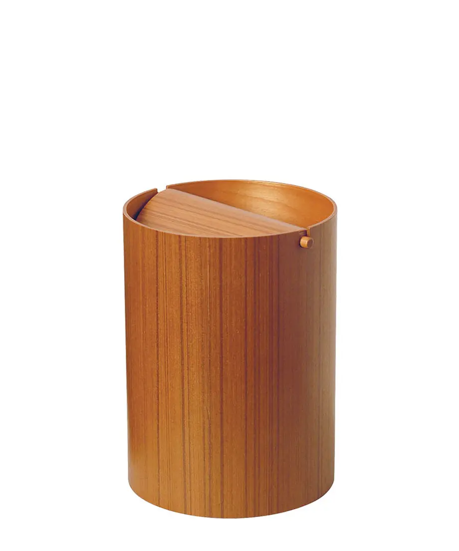 BASKET flap lid / teak grain [M] | SAITO WOOD