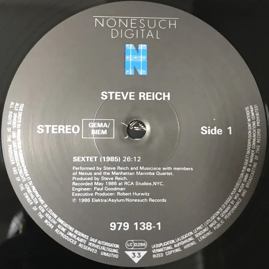 Steve Reich - Sextet · Six Marimbas [LP][Nonesu...