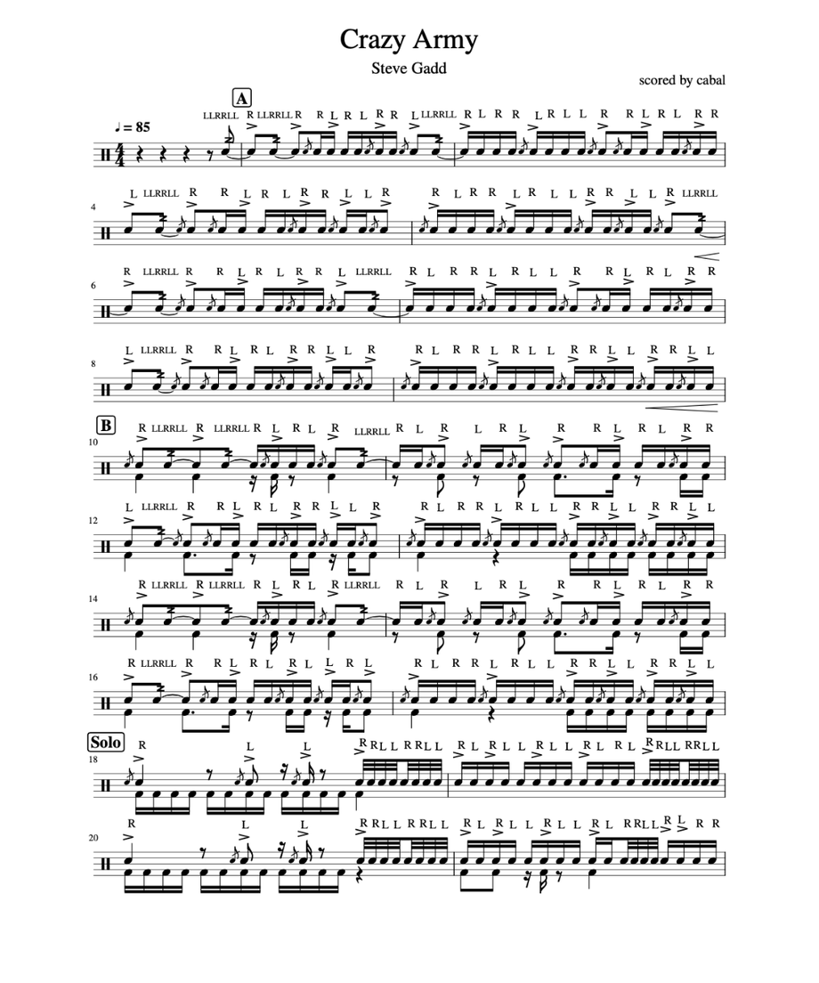"Crazy Army" /Steve Gadd[ドラム譜面][手順つき] | Drums S...