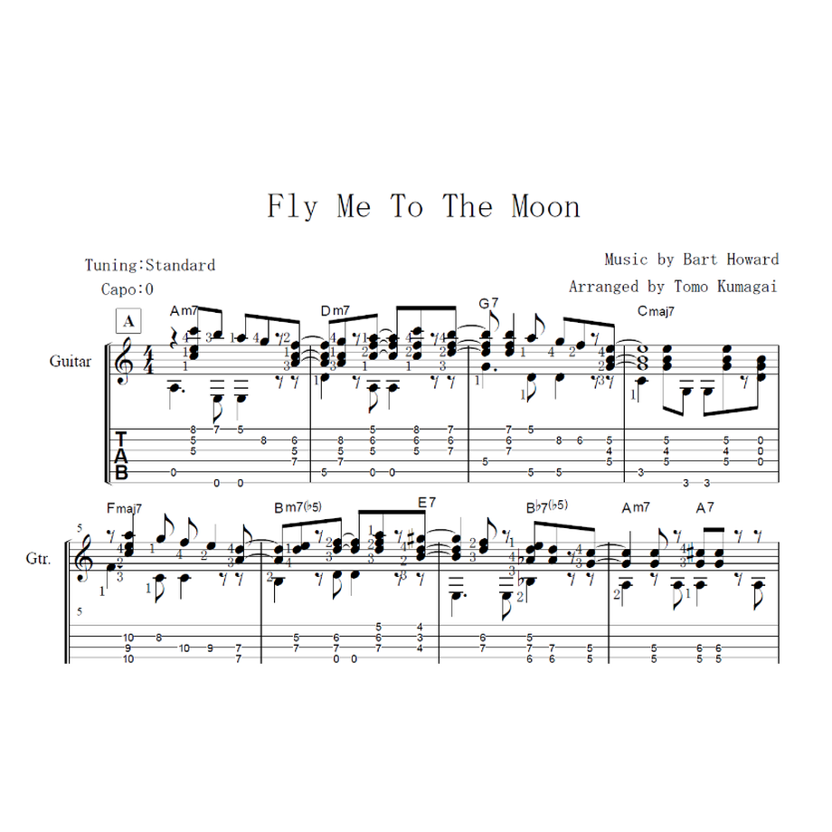 Fly Me To The Moon Bossa Nova Fingerstyle Gui