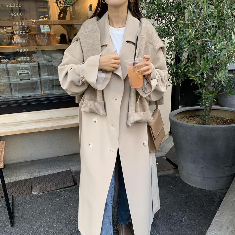 【BLATE】 2wayロングジレトレンチコート ベージュ | frogdrive.net